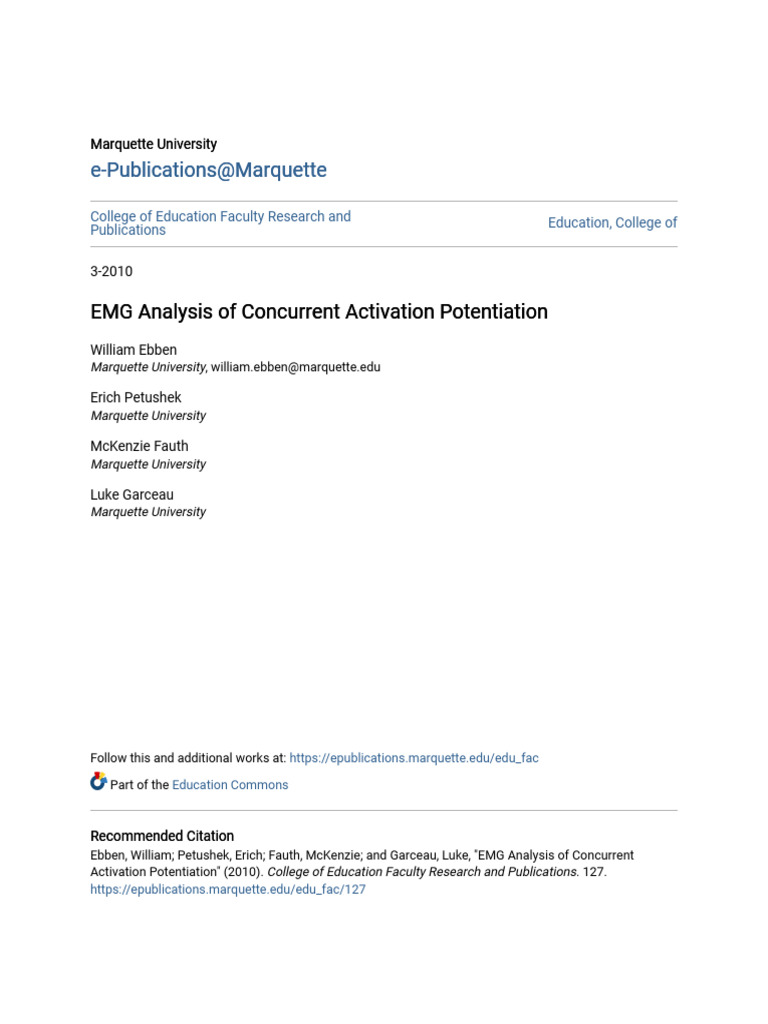 EMG Analysis of Concurrent Activation Potentiation | PDF ...