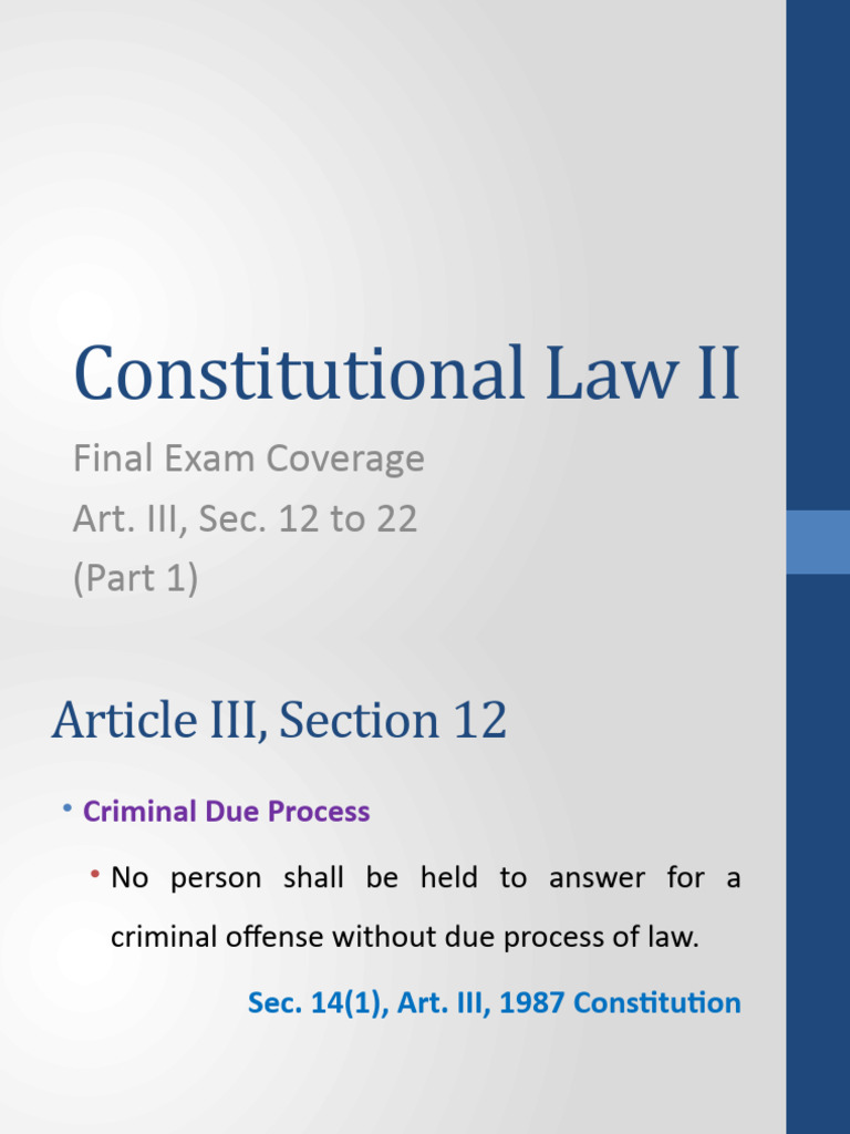 Part 1 Final Coverage Constitutional Law II | PDF | Bail | Presumption ...