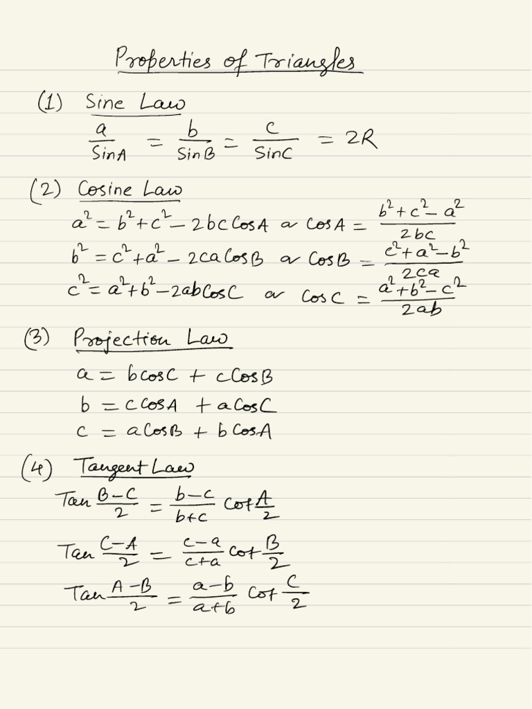 Class XI - Properties of Triangles | PDF | Trigonometric Functions ...