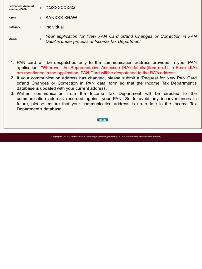 IMG Pan card acknowledgement | PDF