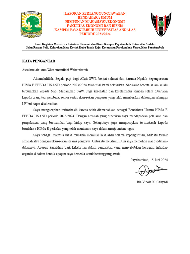 LPJ Bendahara Hima E 2023-2024 | PDF