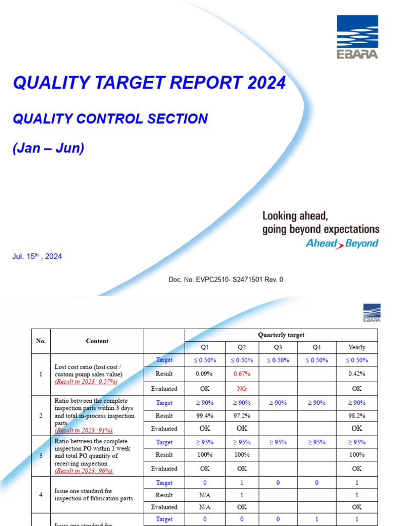 QC - Quality Target Report 2024 (6M) | PDF