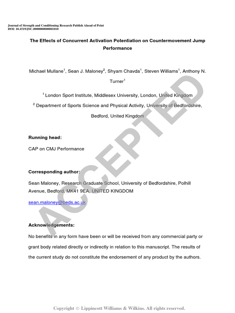 The Effects of Concurrent Activation Potentiation On Countermovement ...