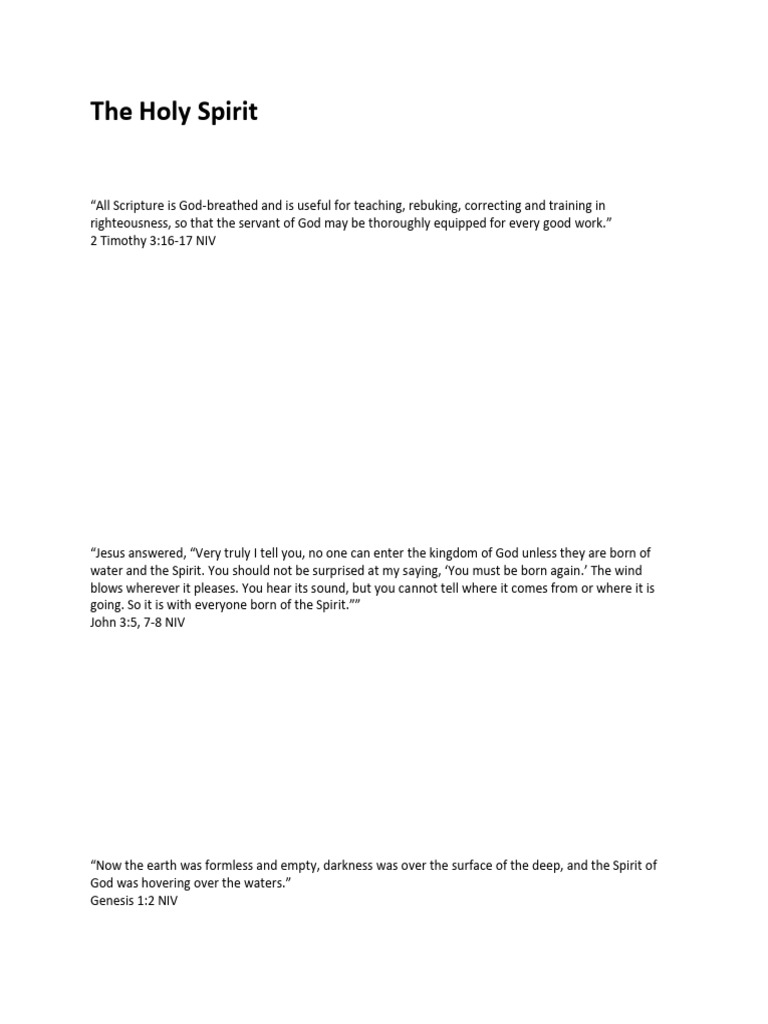 Holy Spirit Small Group 1 | PDF | Jesus | Fruit Of The Holy Spirit