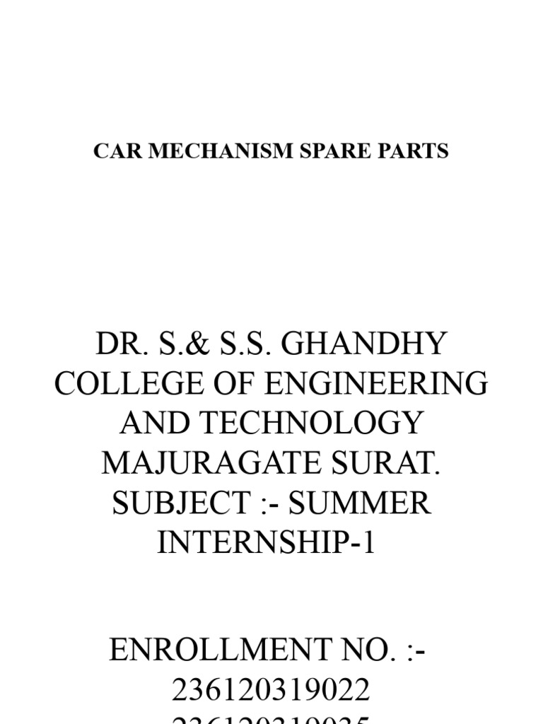 Overview of Car Mechanism Spare Parts | PDF | Vehicles | Car