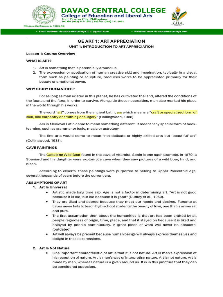 GE ART 1 Preliminary Examination | PDF | Composition (Visual Arts) | The Arts