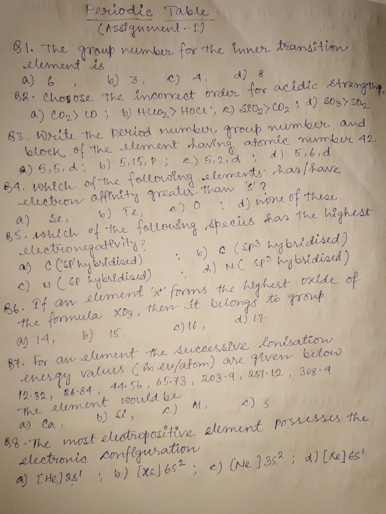 Periodic Table Assignment 1 | PDF