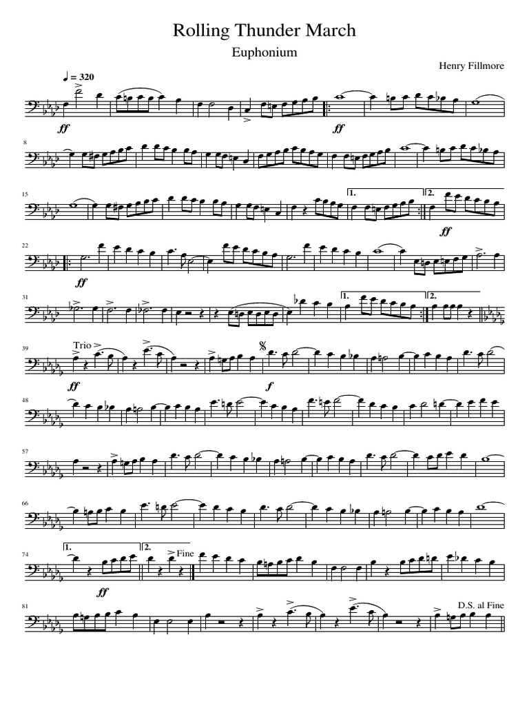 Euphonium Rolling Thunder March | PDF