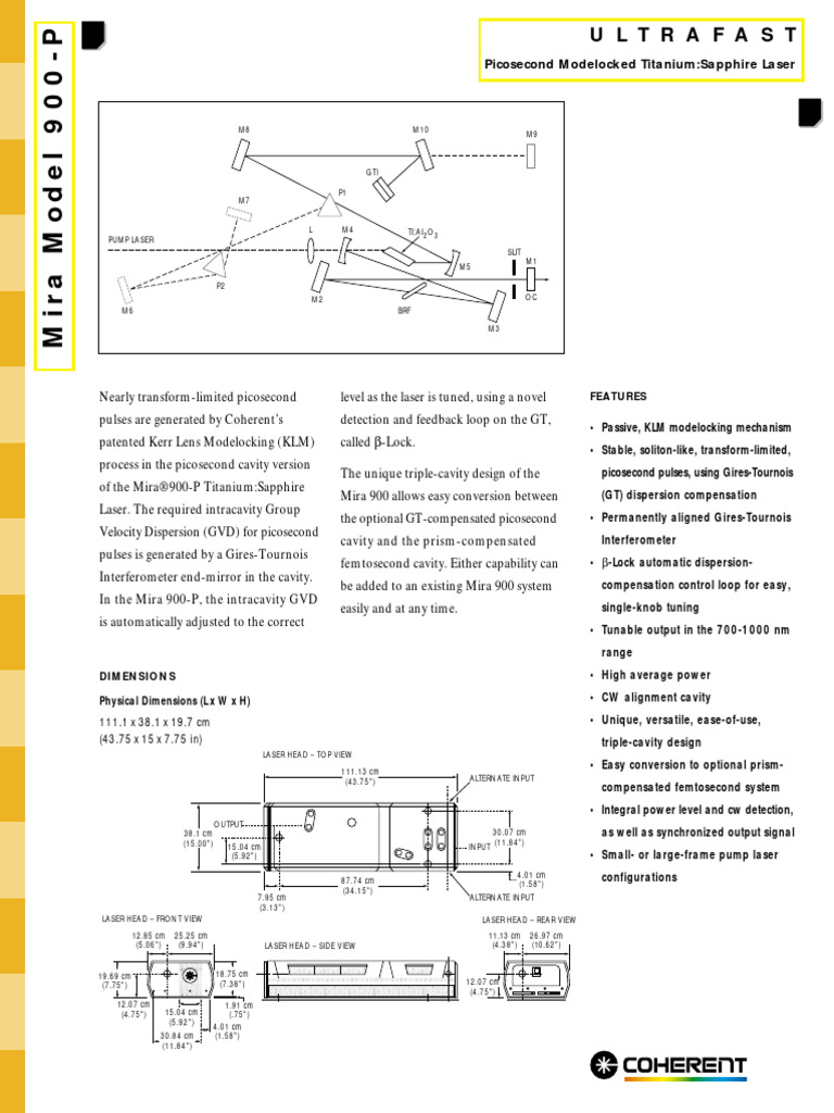 Mira Optima 900 P Data Sheet | PDF | Laser | Photonics
