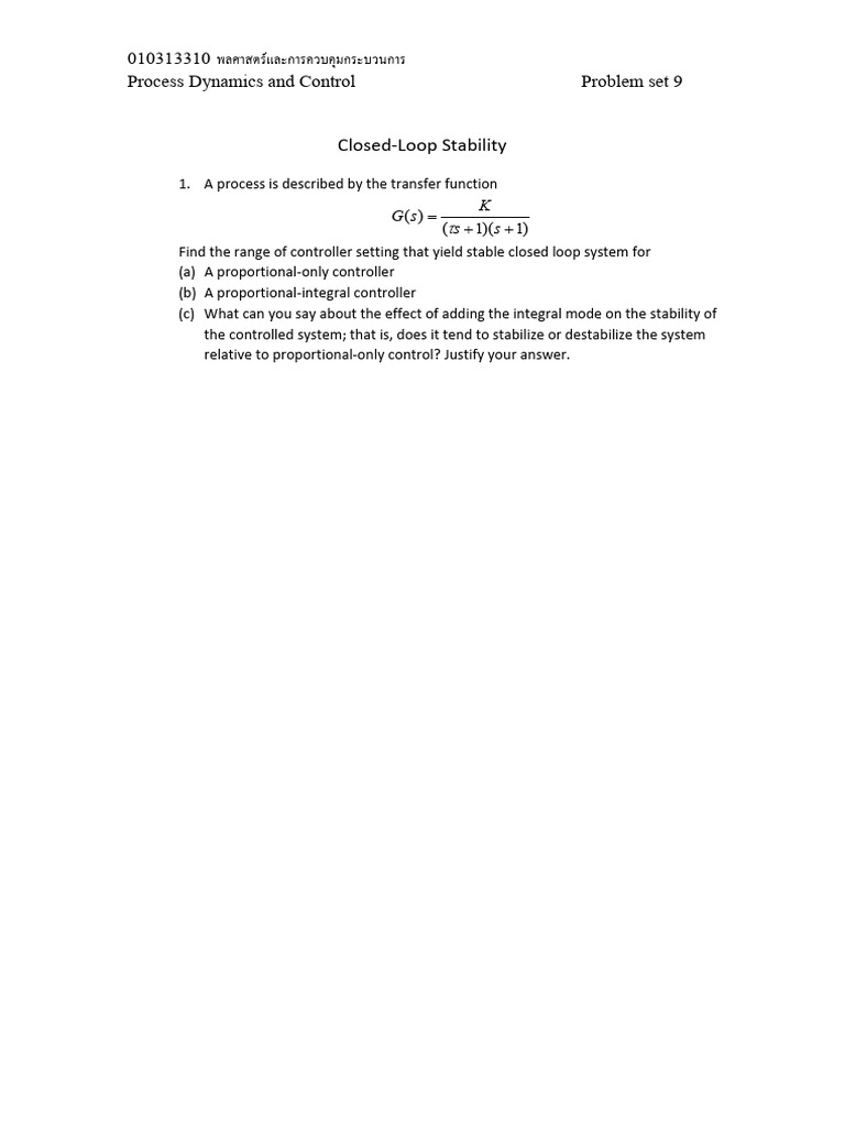 HW Closed Loop Stability (6301031611033 นางสาวกัณฐิกา พุทธเมฆ S.2) | PDF