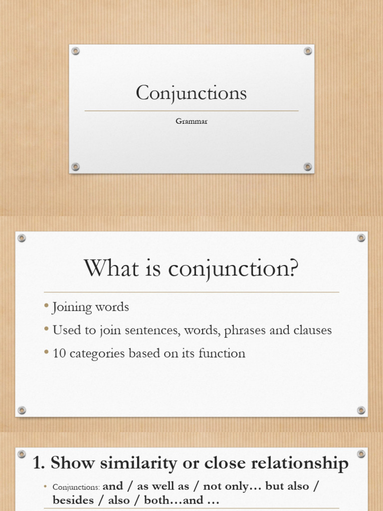 Conjunctions (notes) | PDF | Language Mechanics | Syntax