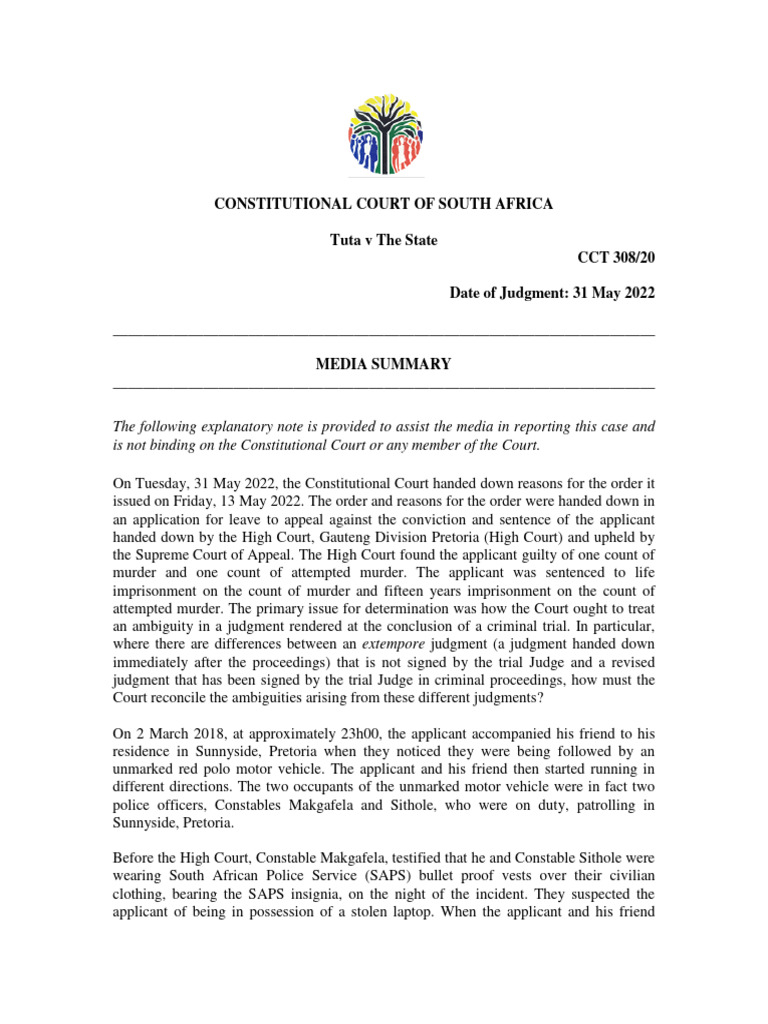 Tuta V The State | PDF | Judgment (Law) | Appeal