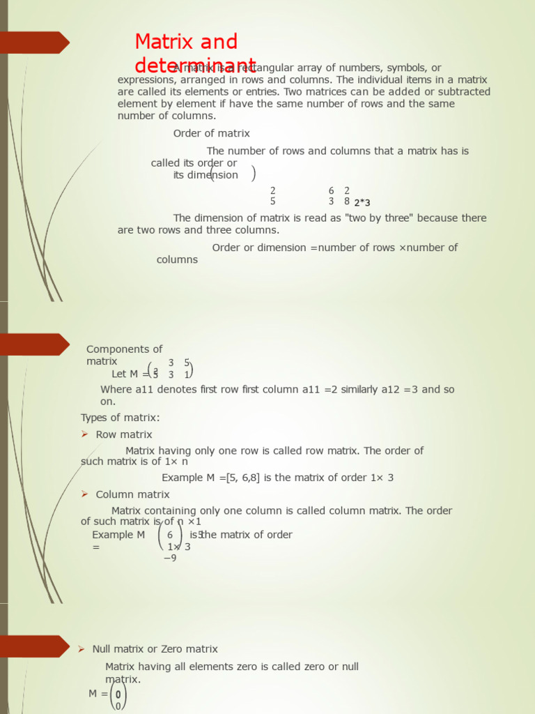 Matrix and Determinant | PDF | Matrix (Mathematics) | Determinant