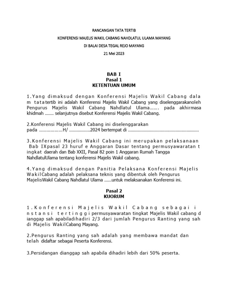 Rancangan Tata Tertib | PDF