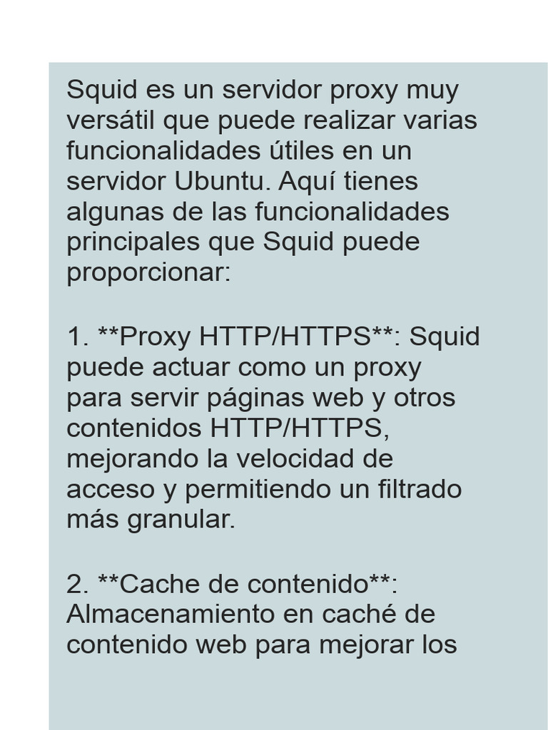 Funcionalidades Servidor Proxy | PDF | Servidor proxy | Autenticación