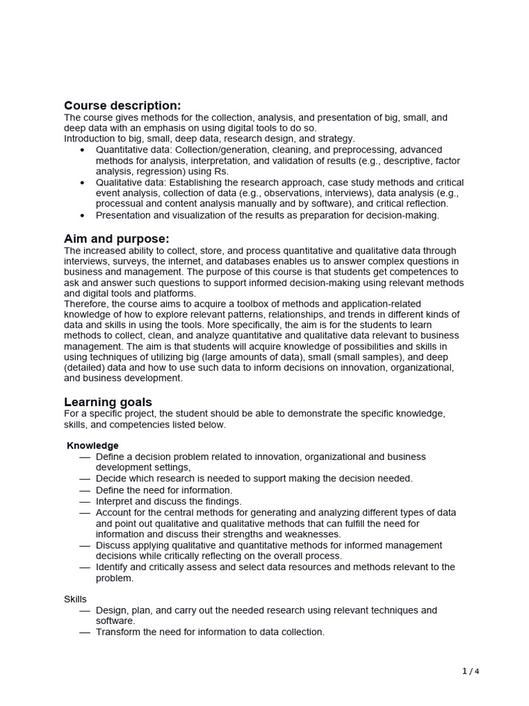 Syllabus | PDF | Data | Qualitative Research