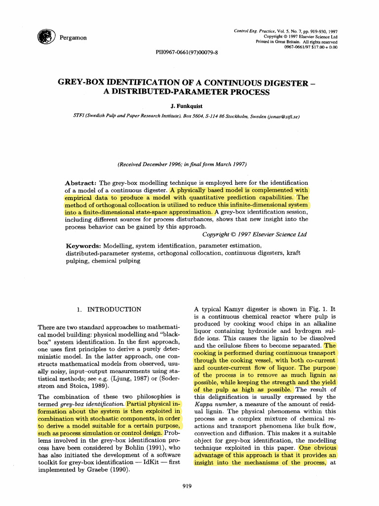 Grey-130x Identification of A Continuous Digester | PDF | Estimation Theory