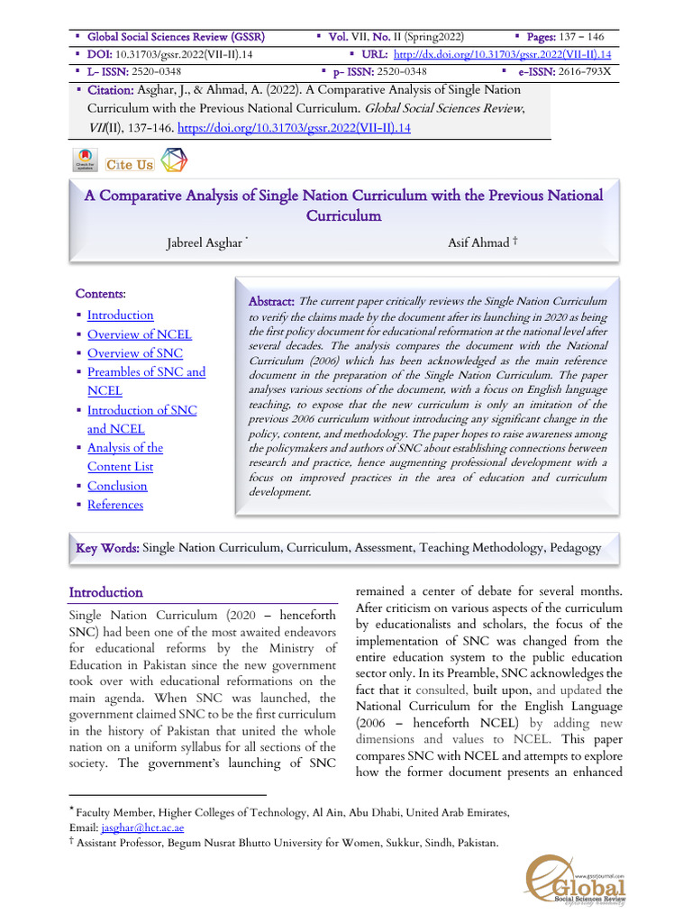 A Comparative Analysis of Single Nation | PDF | Curriculum | Reading ...