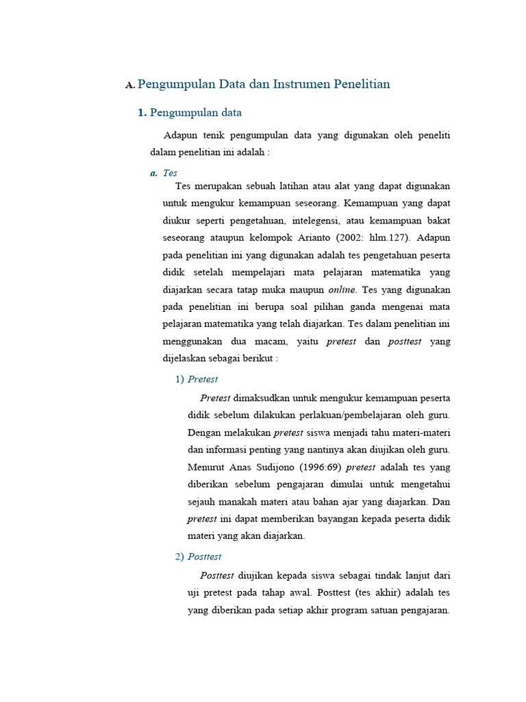 Pengumpulan Data Dan Instrumen Penelitian - Contoh | PDF
