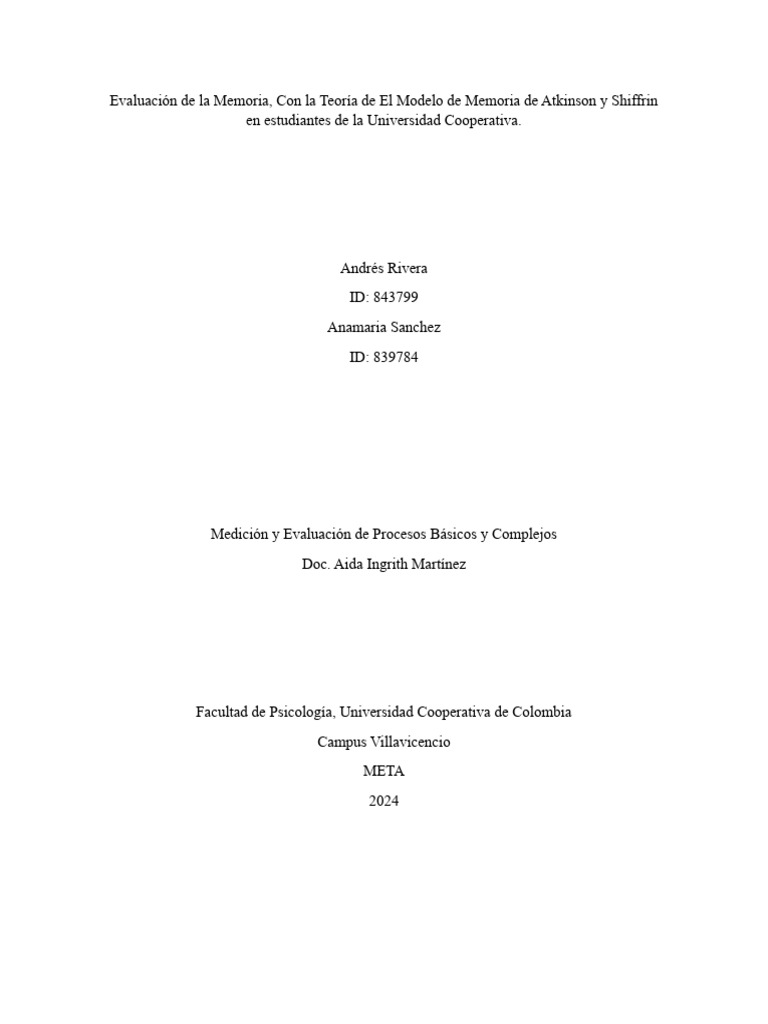 El Modelo de Memoria de Atkinson y Shiffrin. | PDF | Memoria | Información