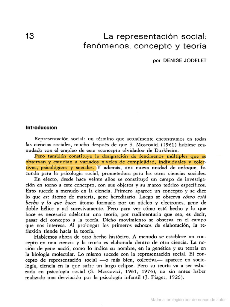 Representacion Sociales-Djodelet | PDF