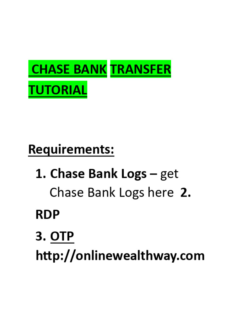 Chase Bank Transfer Guide | PDF | Finance & Money Management | Computers