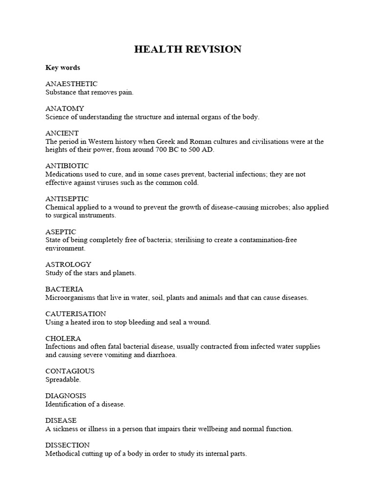 Health Revision - Info Booklet | PDF | Infection | Surgery
