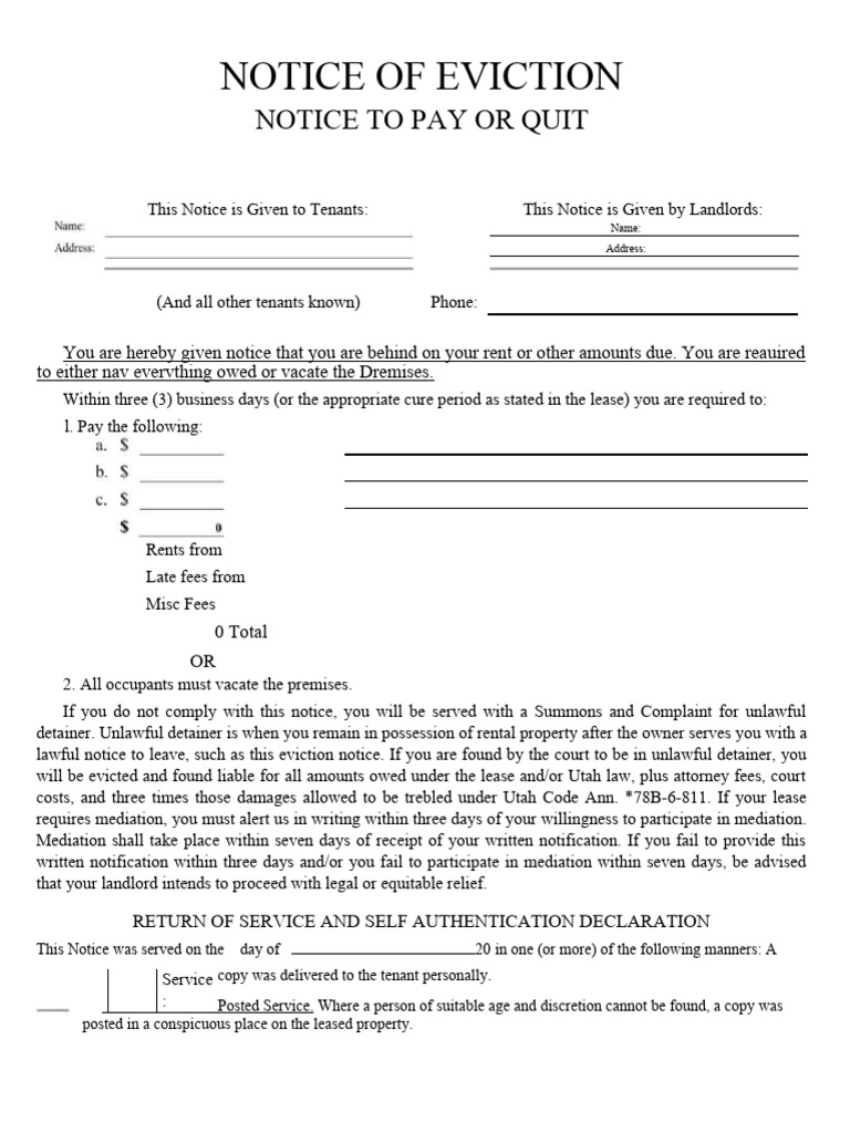 3 Day Notice o Pay or Quit | PDF | Eviction | Lease