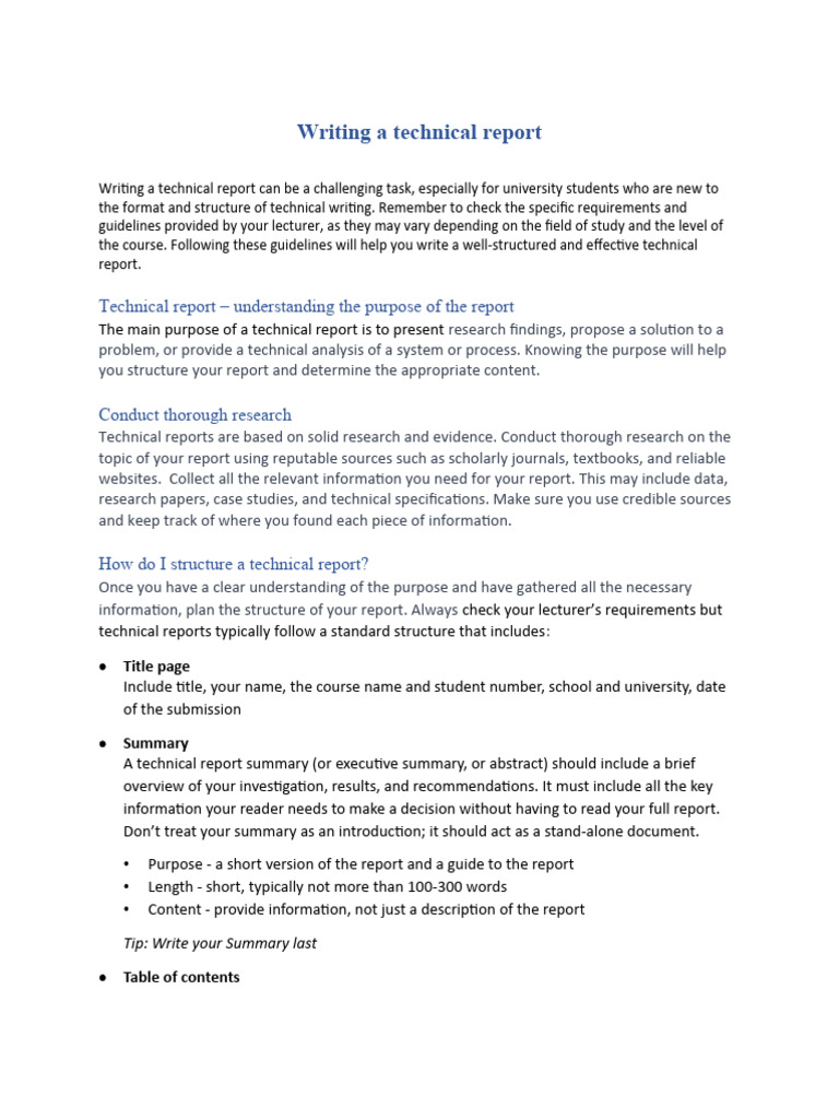 Writing A Technical Report (SCE Subject Guide) | PDF | Academic Journal ...