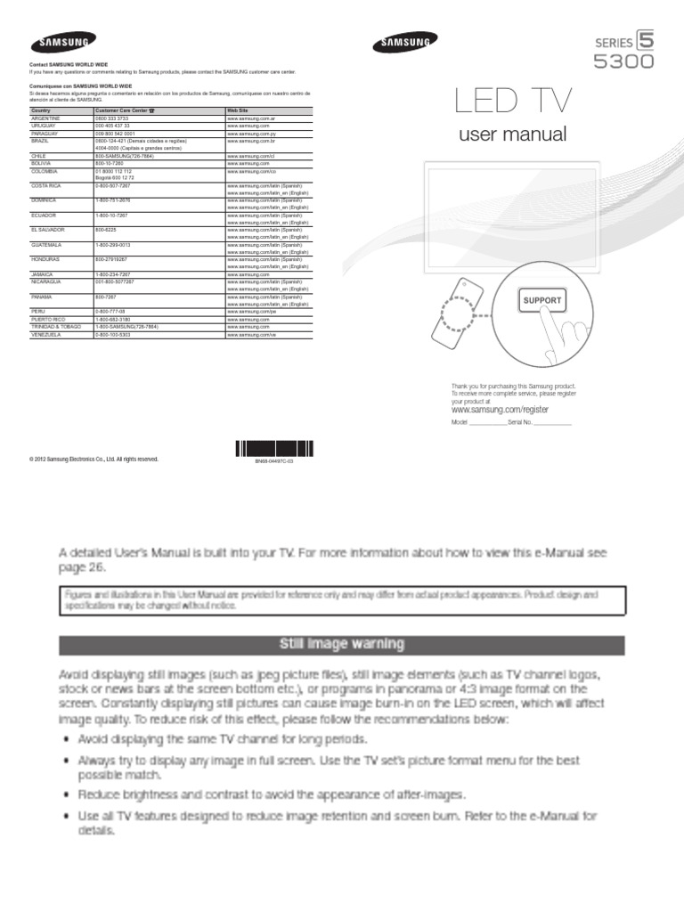 (Ue5300 ZL) BN68 04497C 03L02 1010 | PDF | Hdmi | Computer Network