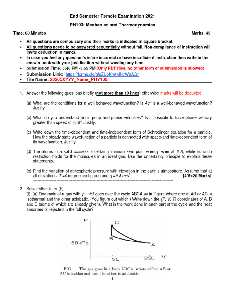 Final - PH100 - ESE - Remote Examination 2021 | PDF | Force ...