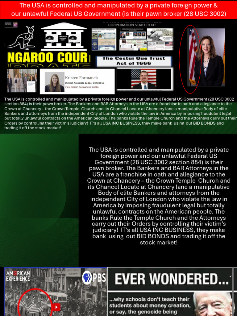 The USA INC CONTROLLED AND MANIPULATED BY A PRIVATE FOREIGN POWER AND OUR ULAWFUL FED USA GOV IS ...