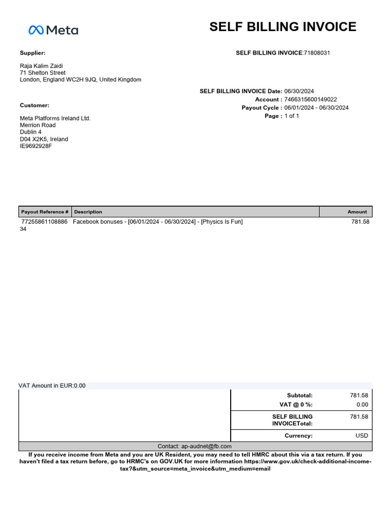 SELF BILLING INVOICE_71808031 | PDF | Invoice | Taxation