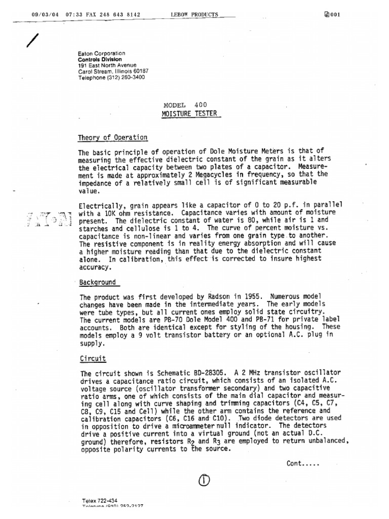 Dole 400 Tech Manual Orig. | PDF