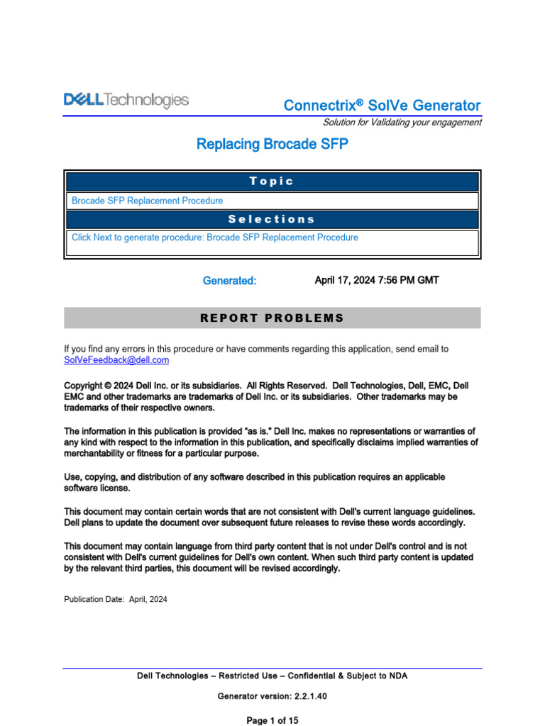 Connectrix - Brocade SFP Replacement Procedure-Replacing Brocade SFP ...
