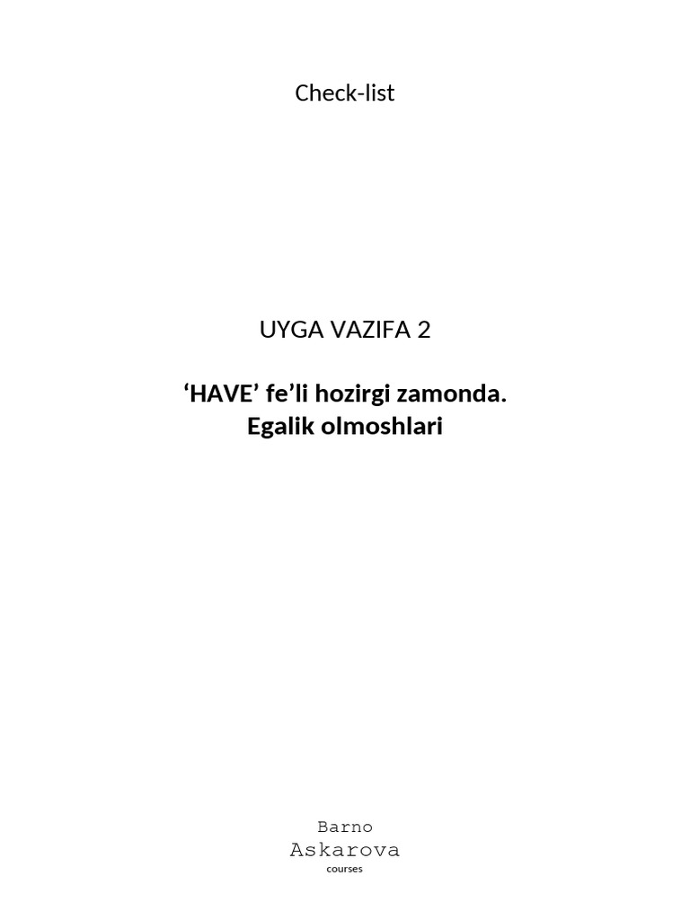 Uyga Vazifa - 2 | PDF