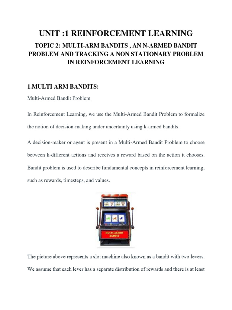 Unit:1 Reinforcement Learning | PDF | Learning | Cognition