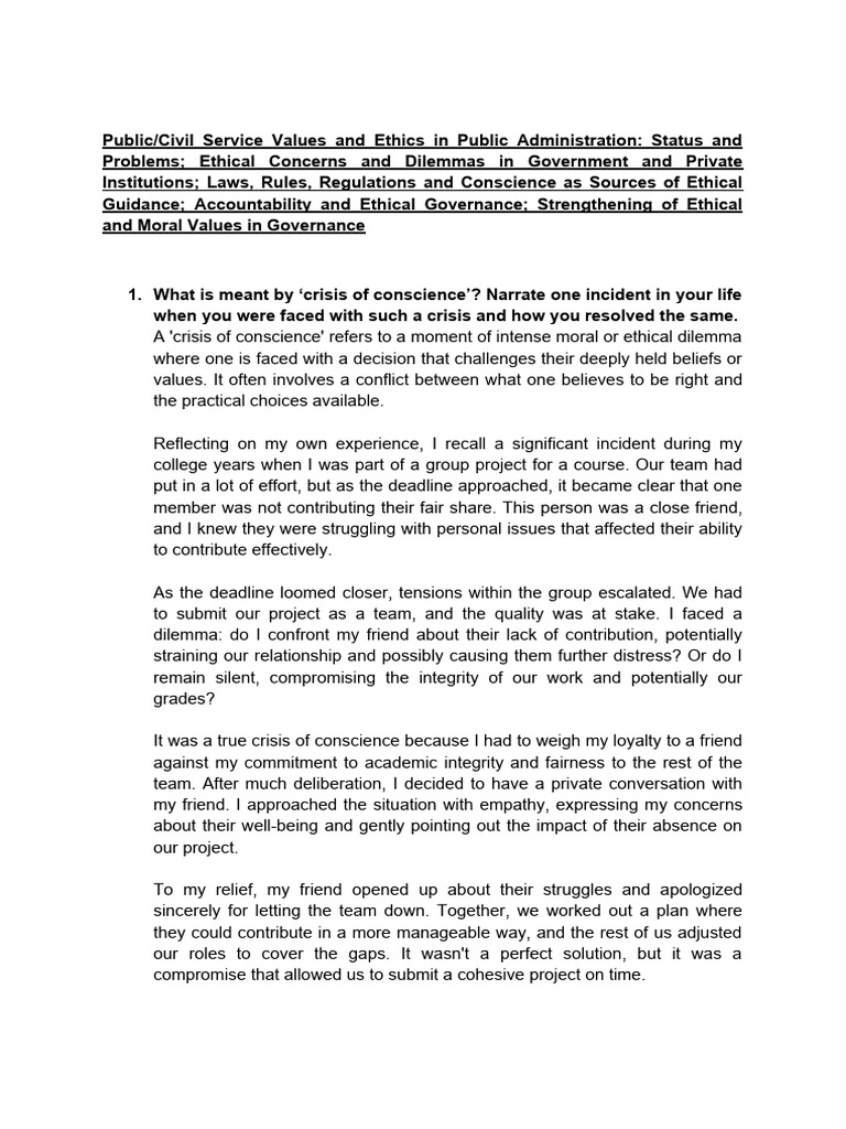 Public Civil Service Values and Ethics in Public Administration | PDF ...