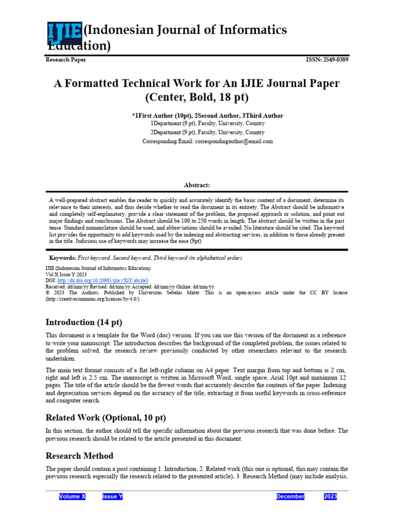 2022 IJIE Template and Article Guide For Author V.17.08.10.22 | PDF ...