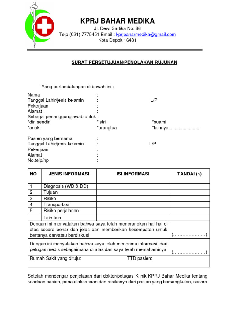 Form Persetujuan Rujukan Pasien | PDF | Hukum | Pengembangan Diri