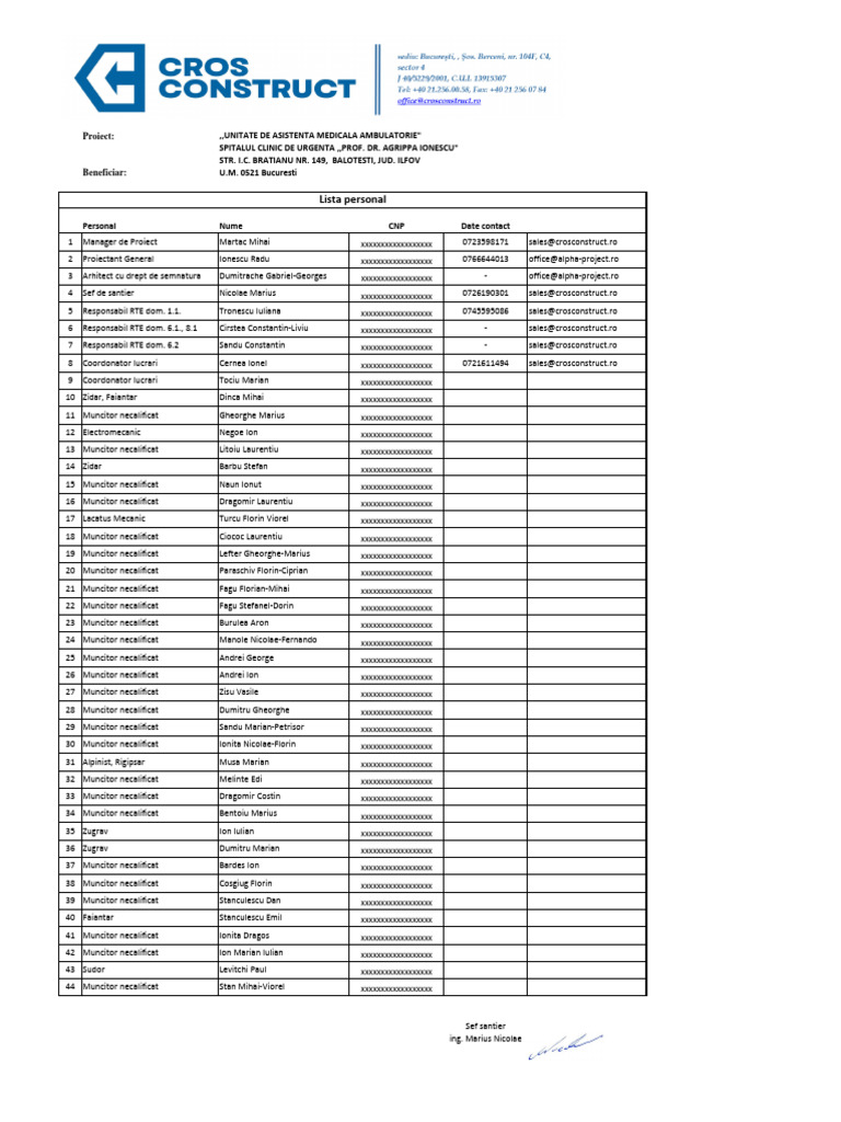 Lista de Personal Cros Construct | PDF | Romania