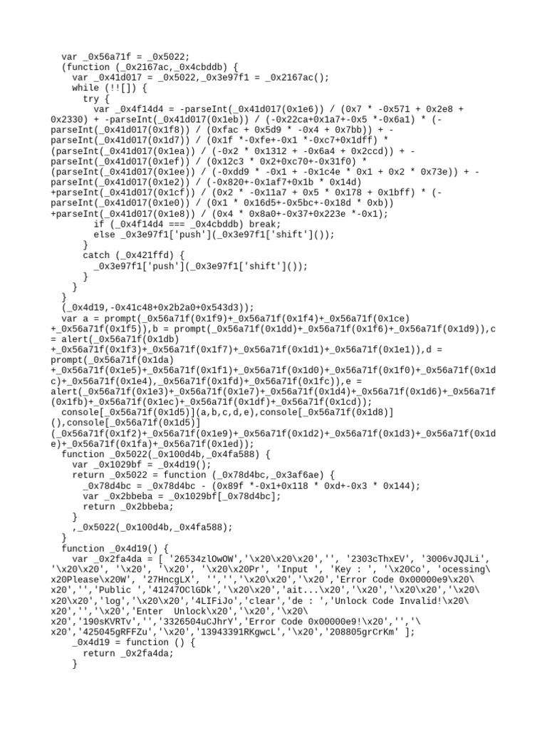 Obfuscated JavaScript Code Example | PDF