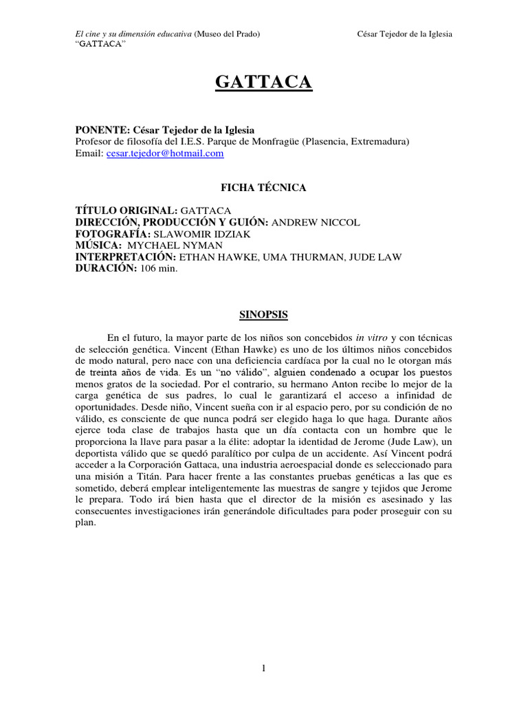 Guia Gattaca | PDF | Francisco Goya | Evolución