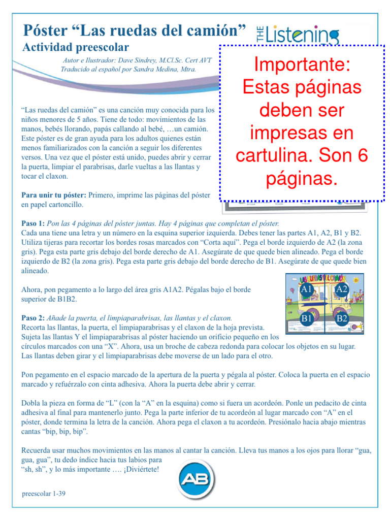 Cancion las ruedas del autobus con lamina | PDF
