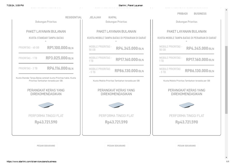 Starlink - Paket Layanan | PDF