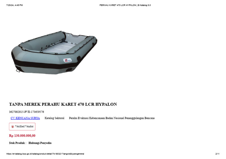 PERAHU KARET 470 LCR HYPALON - E-Katalog 5.0 | PDF
