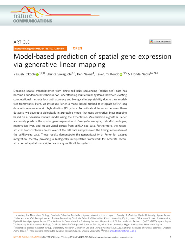 Model-Based Prediction of Spatial Gene Expression | PDF | Transcriptome ...