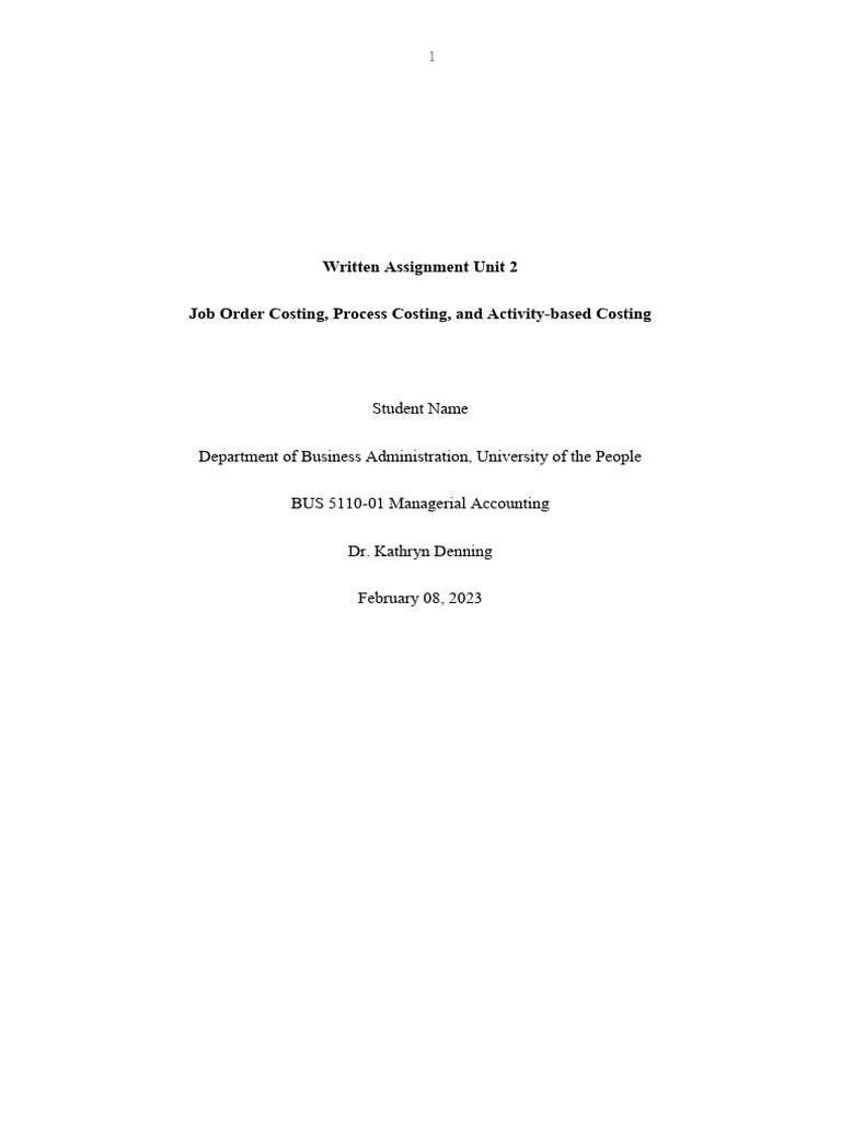 Unit 2 Written Assignment - Upload | PDF | Cost | Pricing