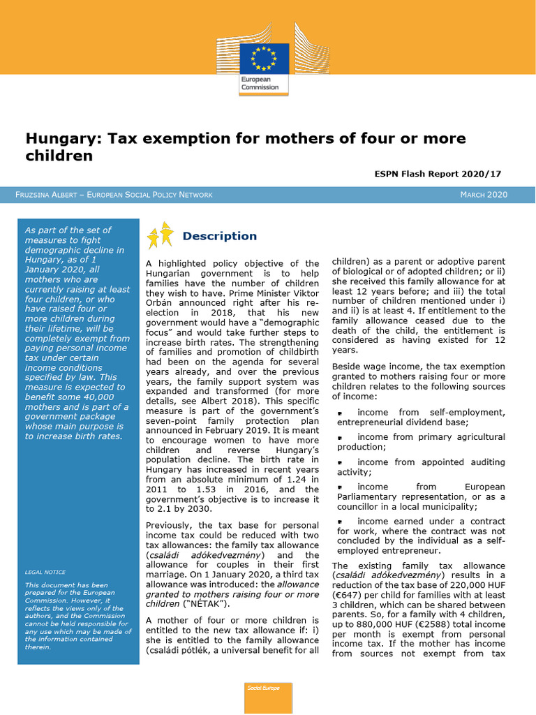 Hungary's Tax Exemption for Mothers | PDF | Taxes | Family