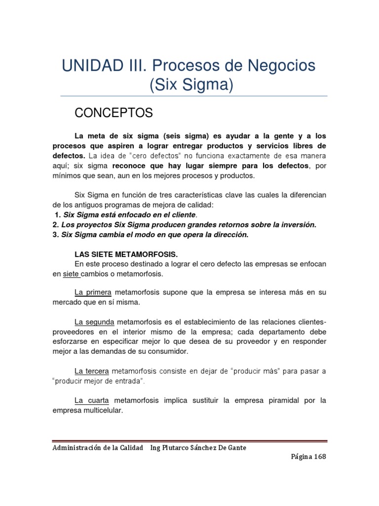 4.-Unidad 3 Procesos de Negocios (Six Sigma) | PDF | Six Sigma ...